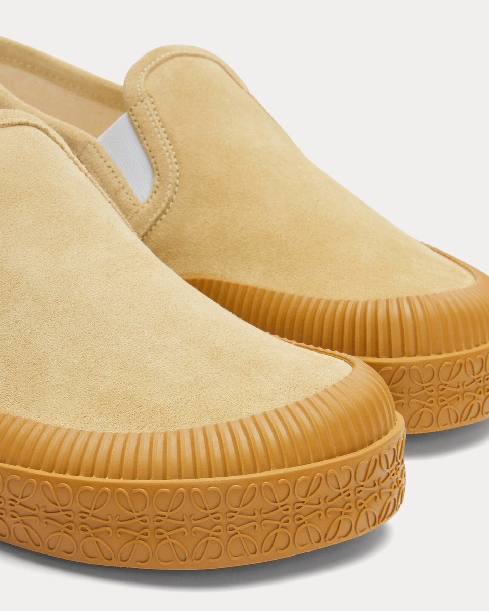 Loewe x Paula's Ibiza Terra Vulca Suede Gold Slip On Sneakers - Sneak in Peace