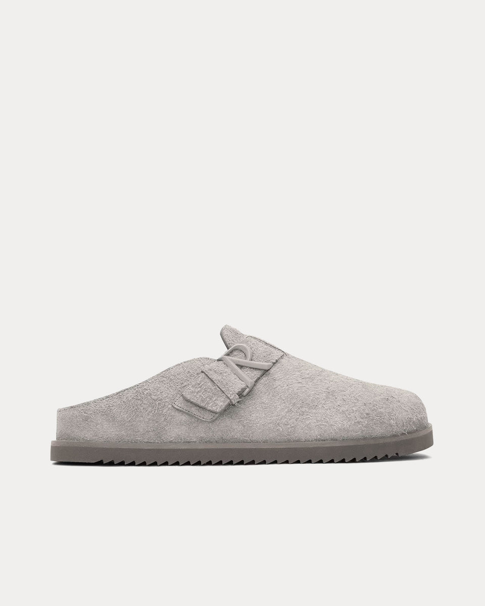 Represent Initial Suede Grey Mules - Sneak in Peace