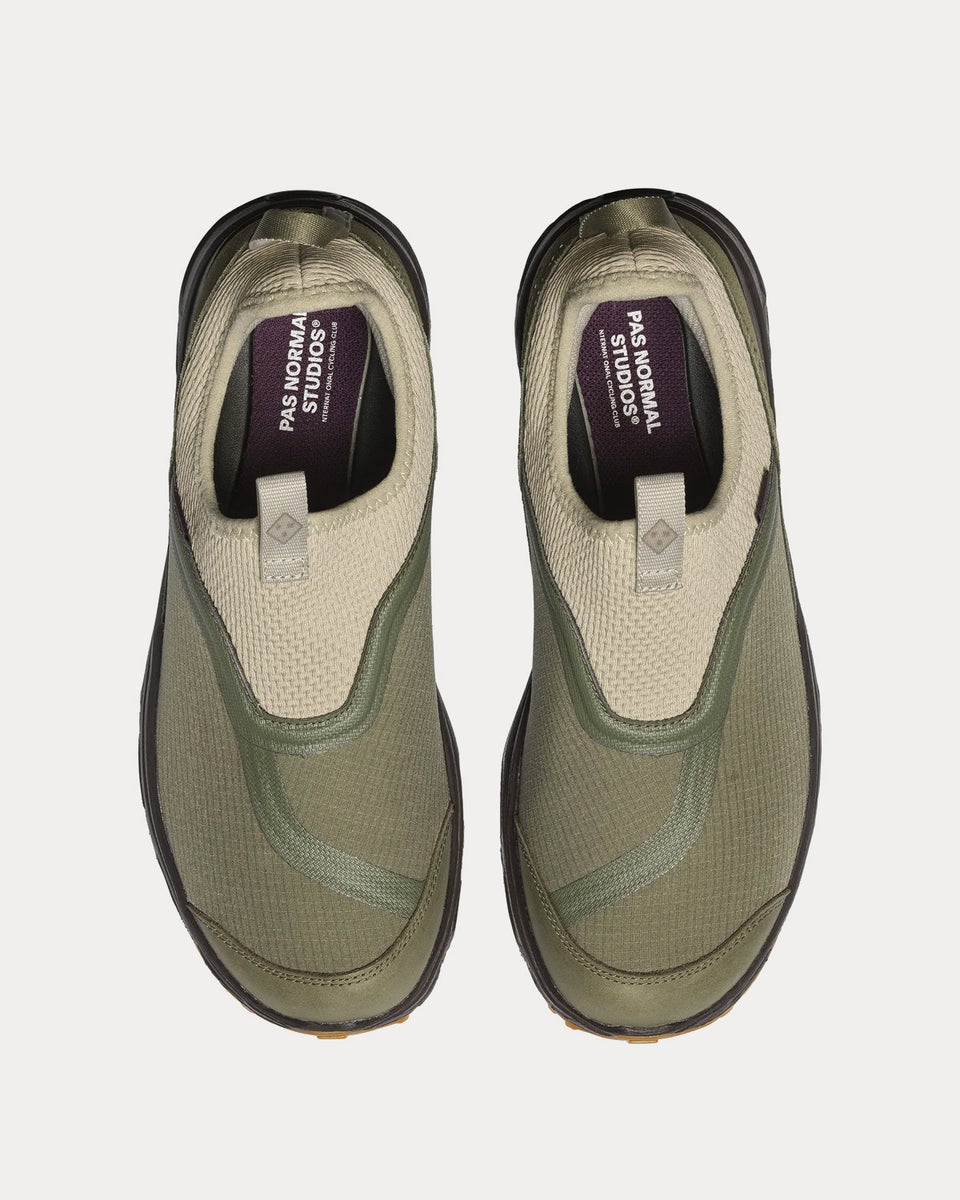 Salomon x Pas Normal Studios RX Snug Moss Gray / Deep Lichen Green / Black Coffee Slip On ...