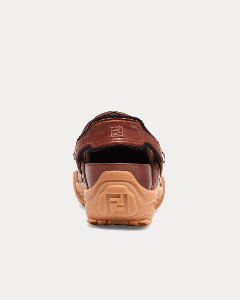 Fendi Lab Leather Brown Clogs - Sneak in Peace