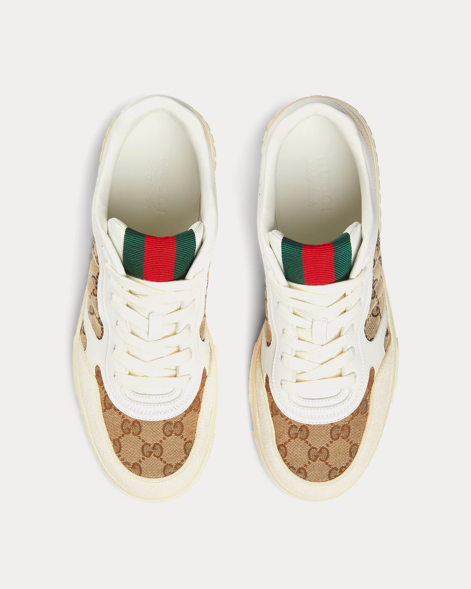 Gucci Re-Web Leather with Original GG Canvas White Low Top Sneakers ...