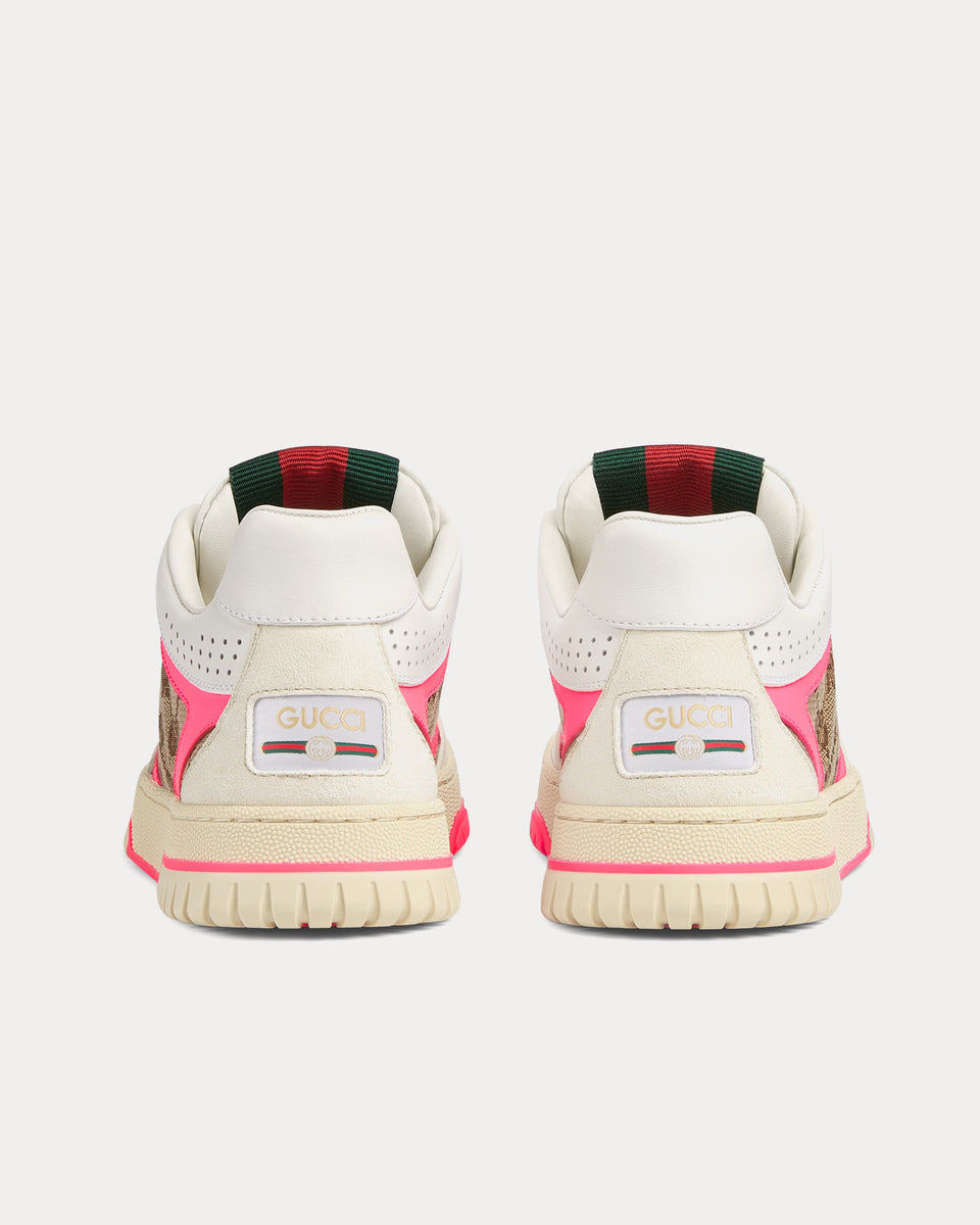 Gucci Re-Web Leather with Original GG Canvas White / Pink Low Top ...