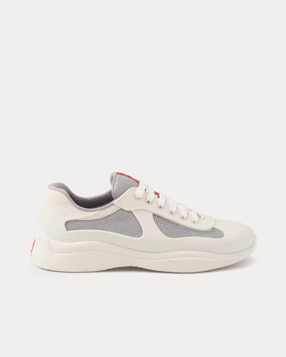 Prada America's Cup Soft Rubber & Bike Fabric Cream Low Top Sneakers ...