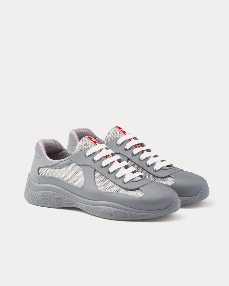 Prada America's Cup Soft Rubber & Bike Fabric Steel Grey Low Top ...