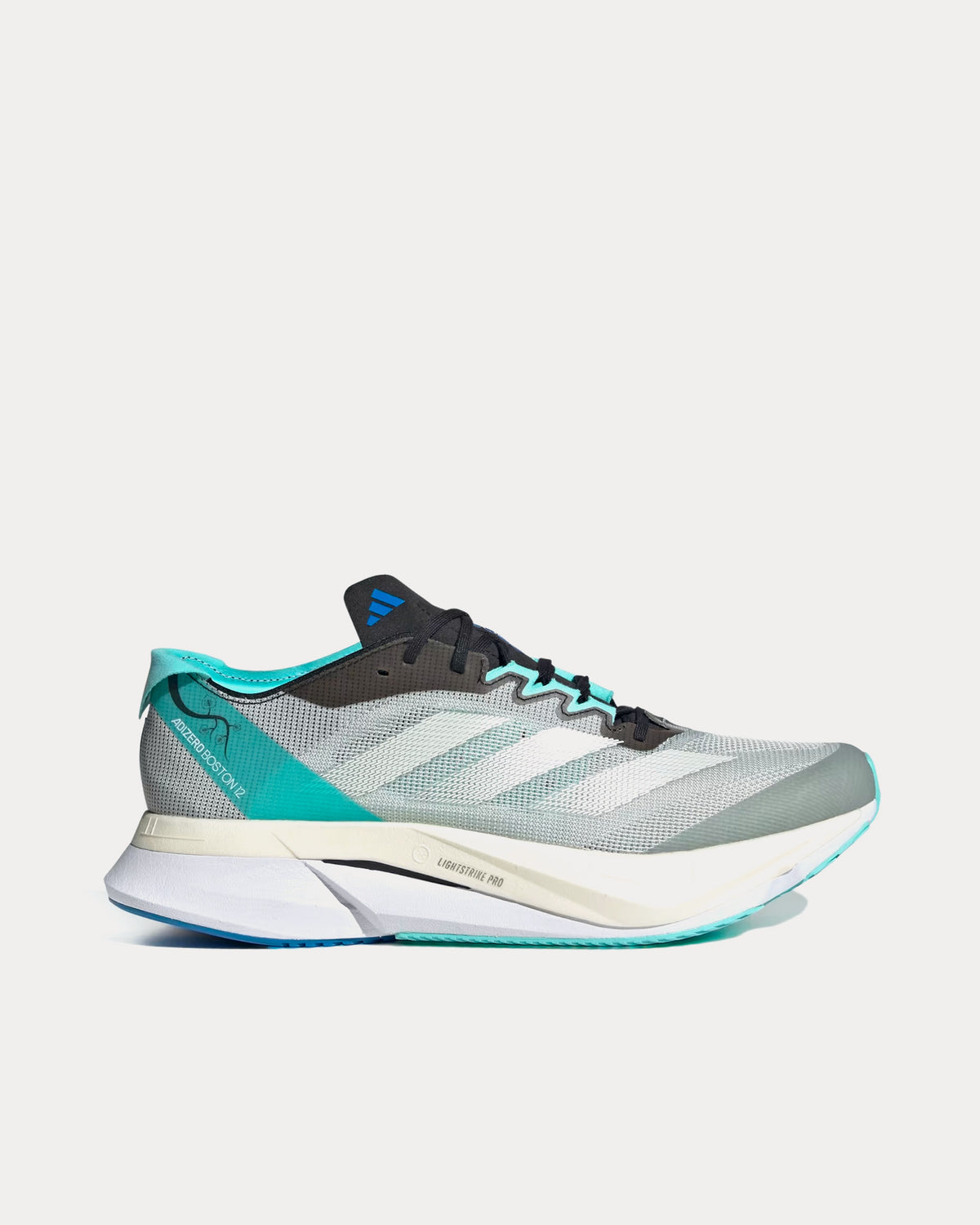 Adidas Boston 12 Wonder Silver / Zero Metallic / Flash Aqua Running ...