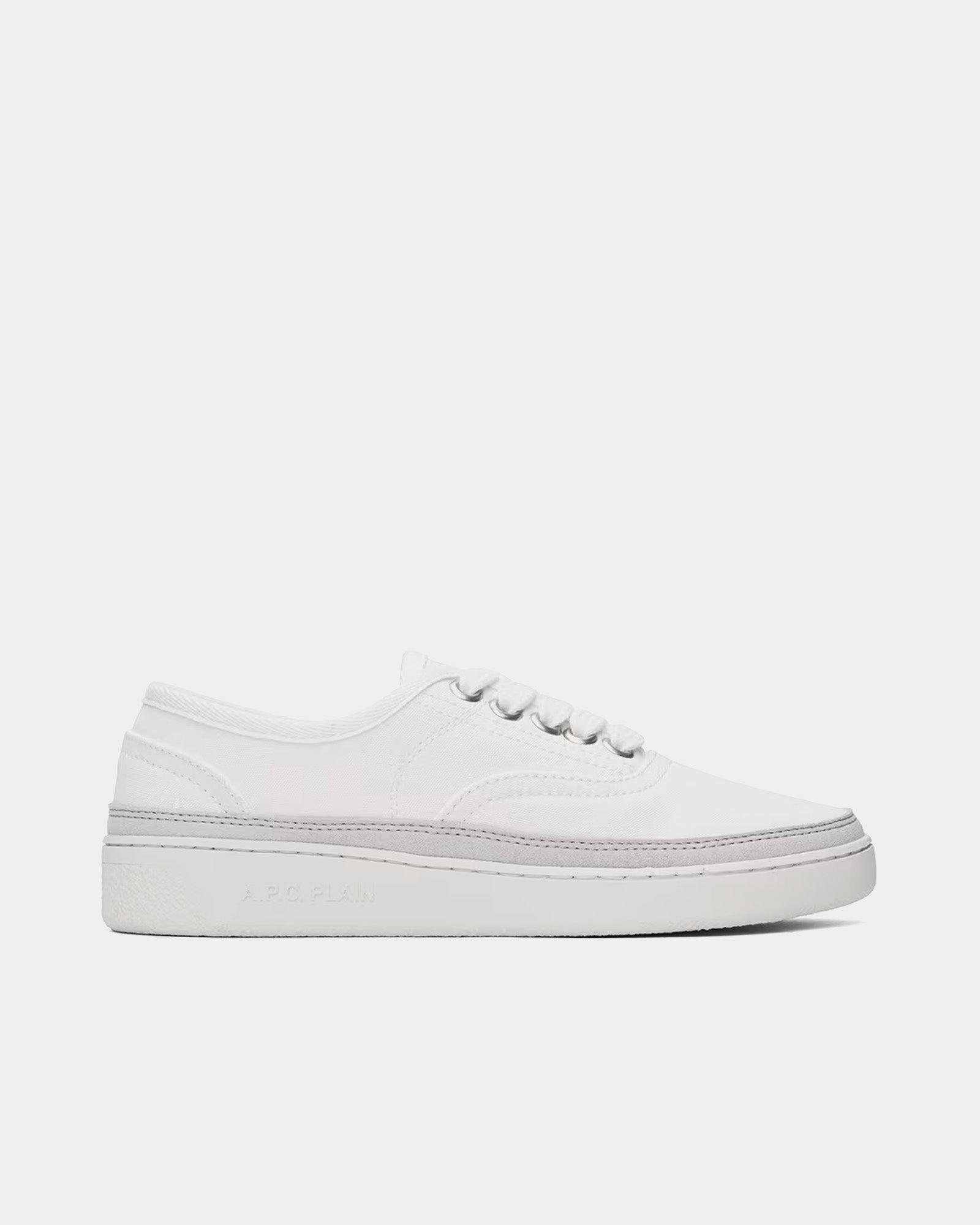 A.P.C. Men's Plain Simple Canvas White Low Top Sneakers & Trainers