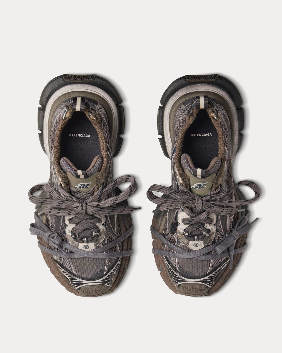 Balenciaga 3XL Worn Out Mesh & Polyurethane Brown Low Top Sneakers ...
