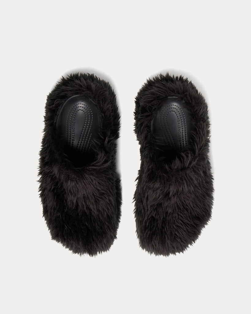Balenciaga x Crocs Fake Fur Black Mules - Sneak in Peace