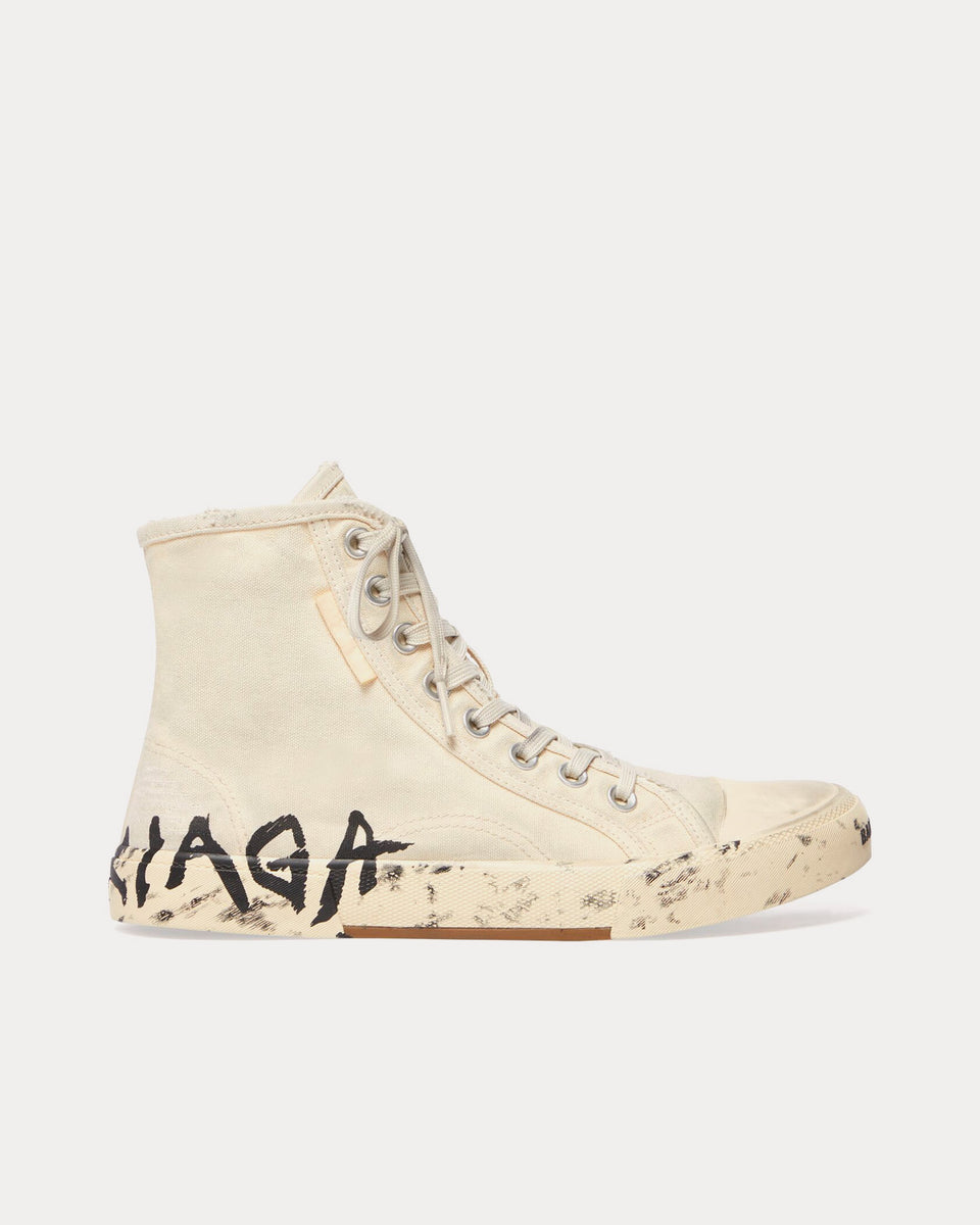 Balenciaga Paris Graffiti Destroyed Cotton White / Black High Top ...