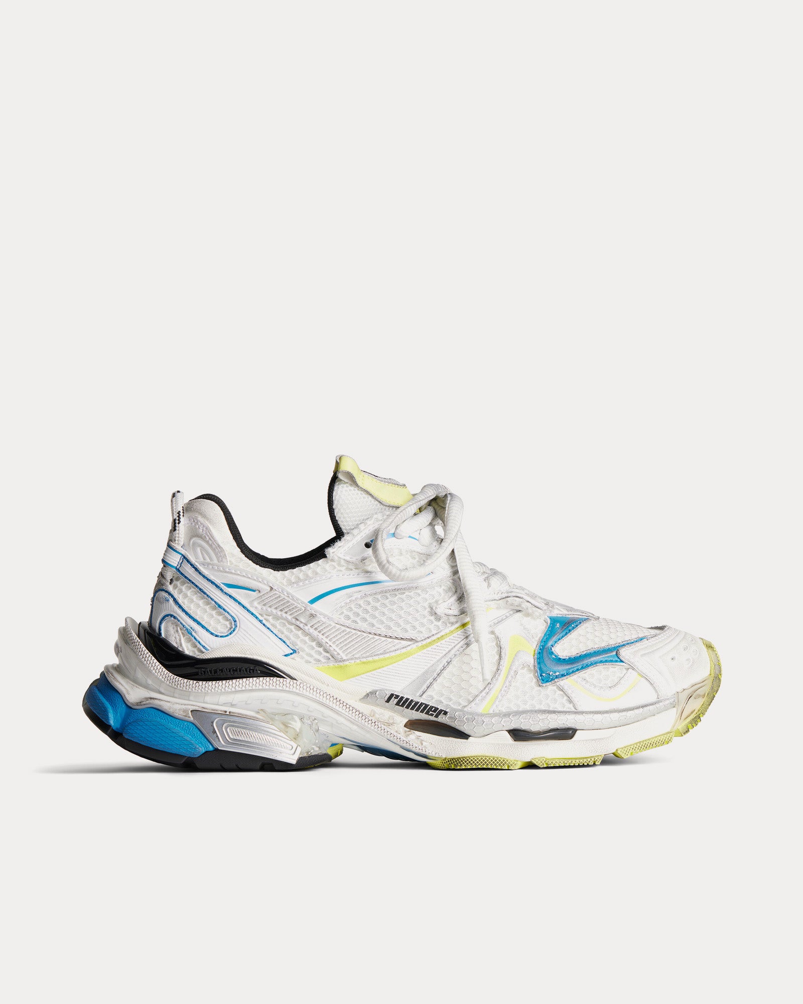 Balenciaga Men's Runner 2.0 Mesh & Polyurethane White / Yellow / Blue ...