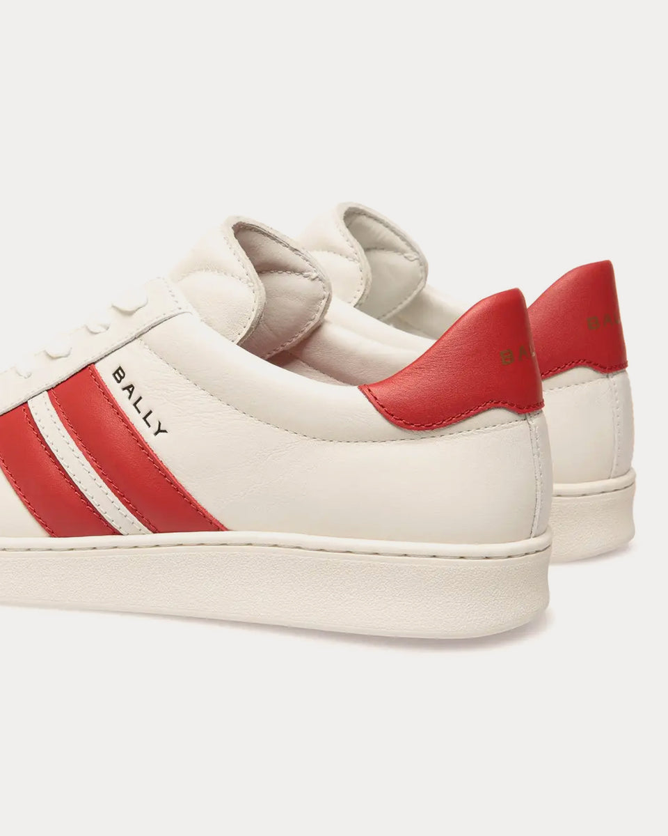Bally Tennis Leather White / Candy Red Low Top Sneakers - Sneak in Peace