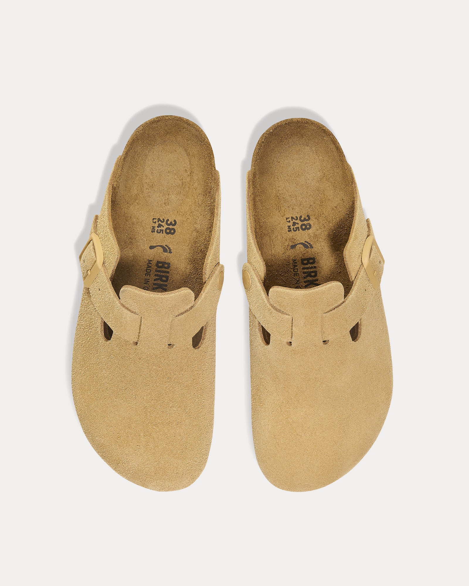 Birkenstock Women's Boston Suede Leather Latte Cream Clogs