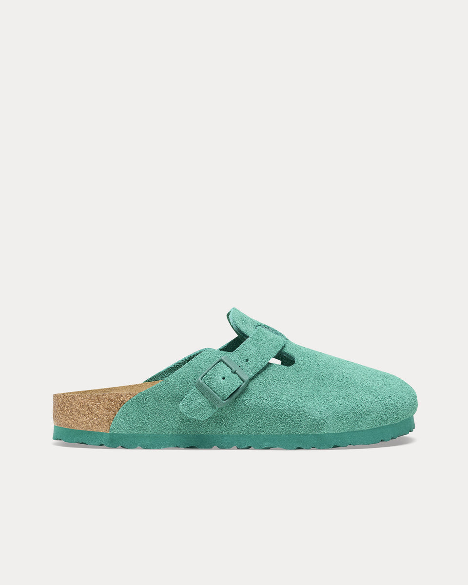 Birkenstock Boston Suede Leather Digital Green Clogs - Sneak in Peace