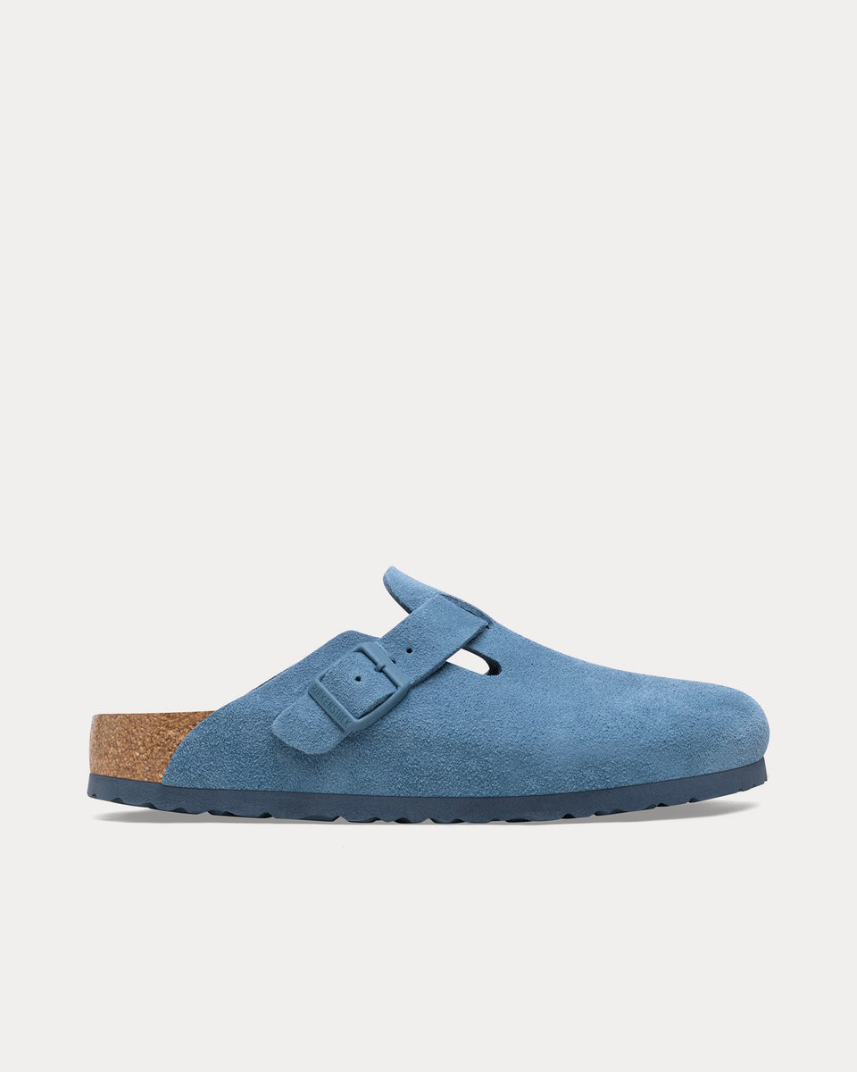 Birkenstock Boston Suede Leather Elemental Blue Clogs - Sneak in Peace