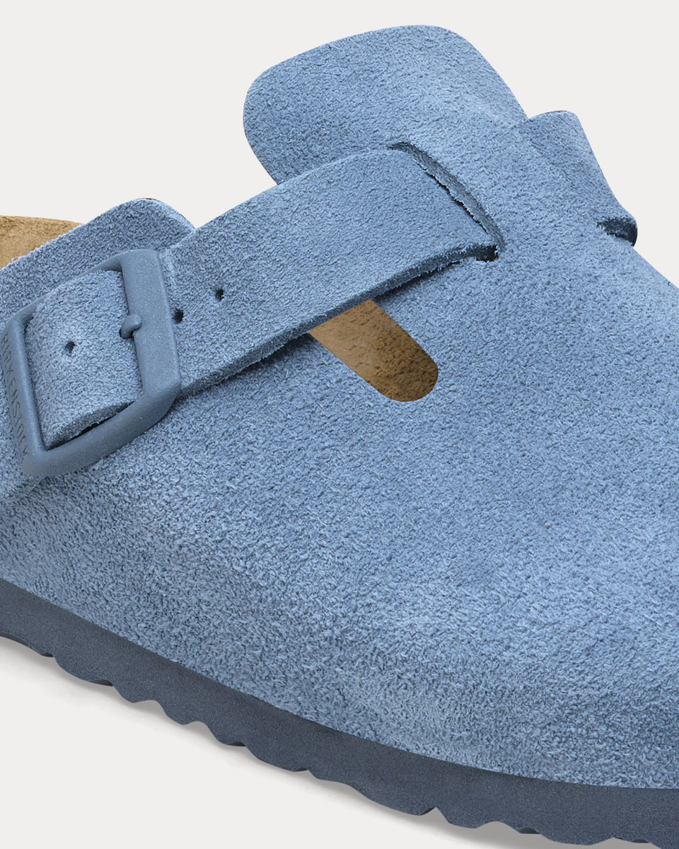 Birkenstock Boston Suede Leather Elemental Blue Clogs - Sneak in Peace