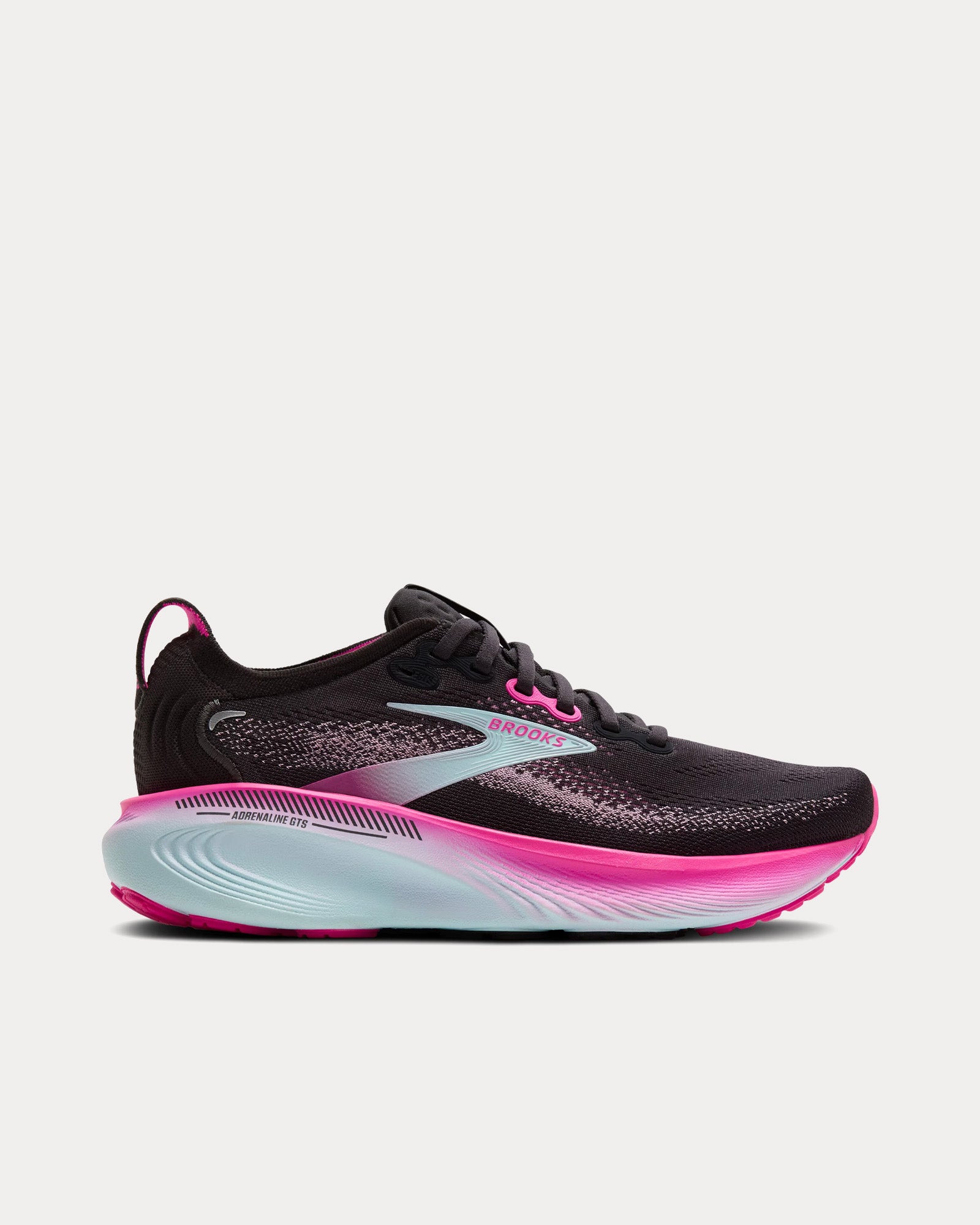 Brooks Running Women's Adrenaline GTS 25 Black / Cyber Pink / Iced Aqua ...