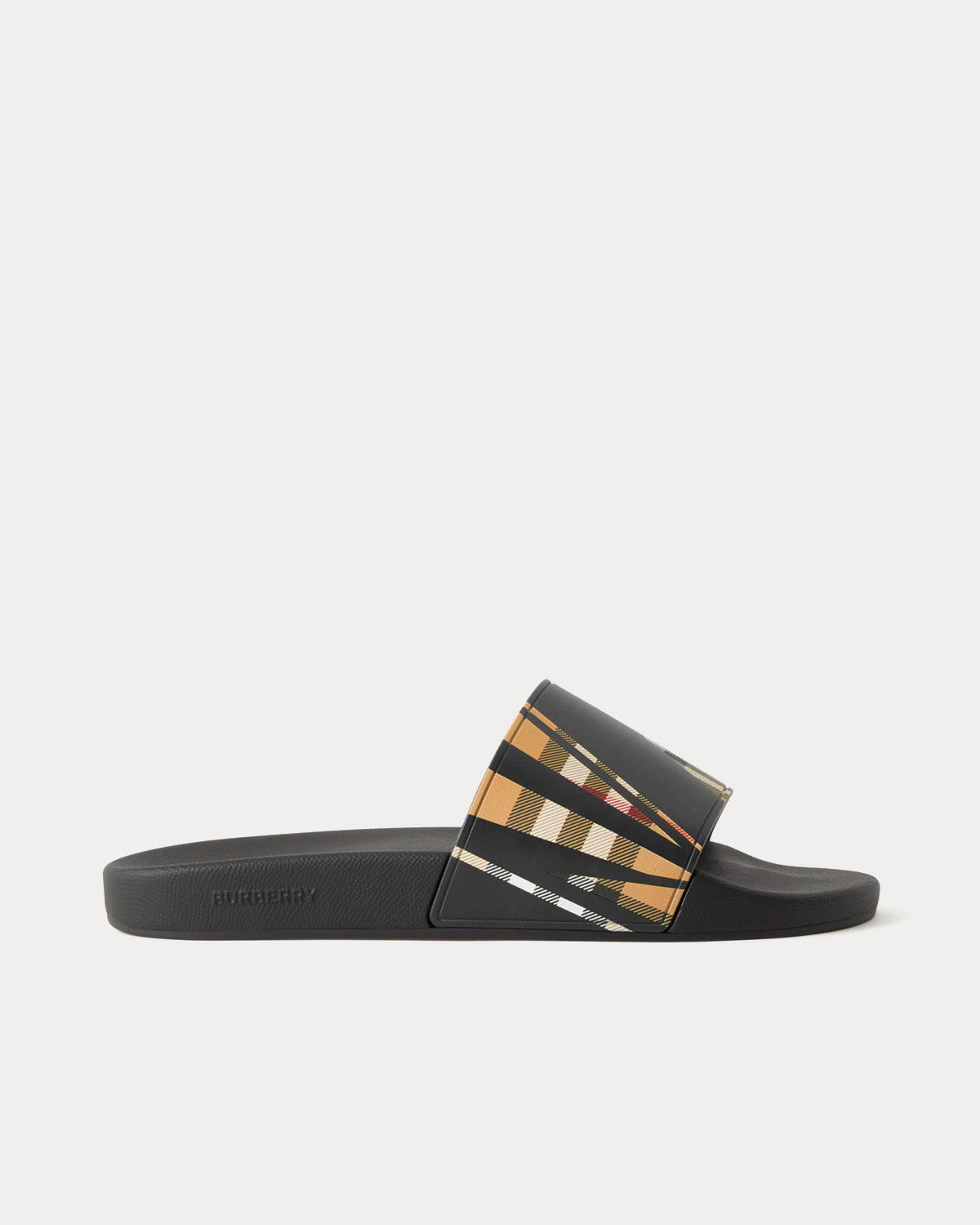 Burberry Men's Sliced Check Print Black Slides