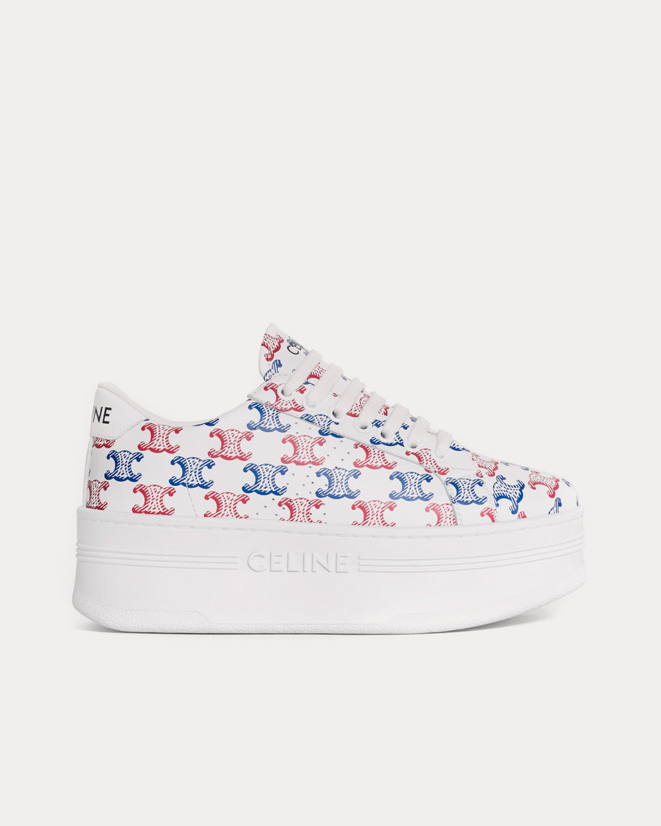 Celine Block Wedge with Triomphe Perforated Logo Optic White / Red ...