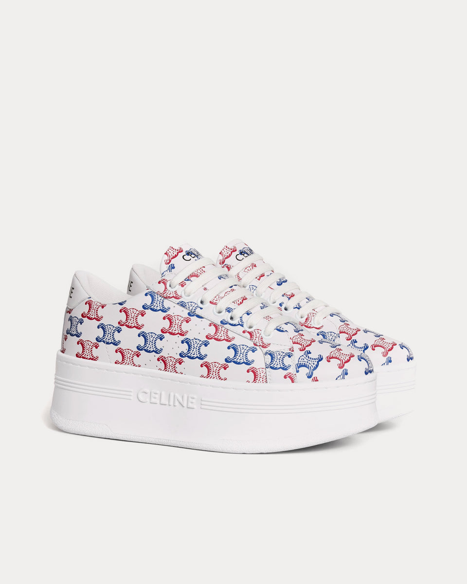 Celine Block Wedge with Triomphe Perforated Logo Optic White / Red ...
