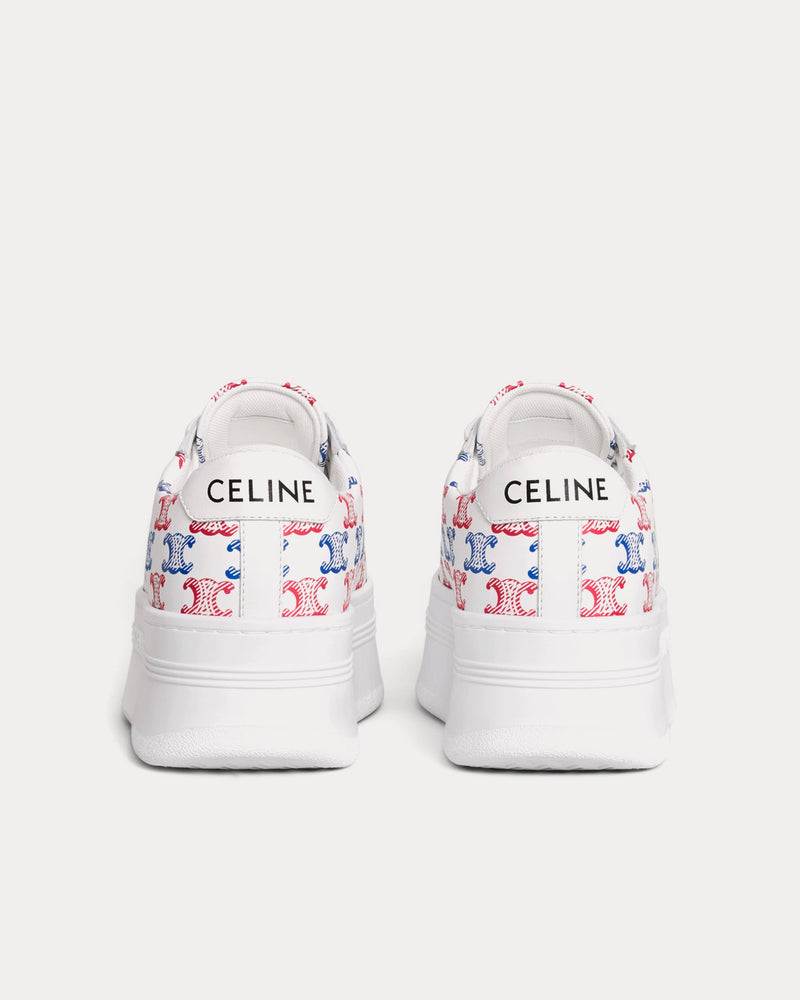 Celine Women's Block Wedge with Triomphe Perforated Logo Optic White ...