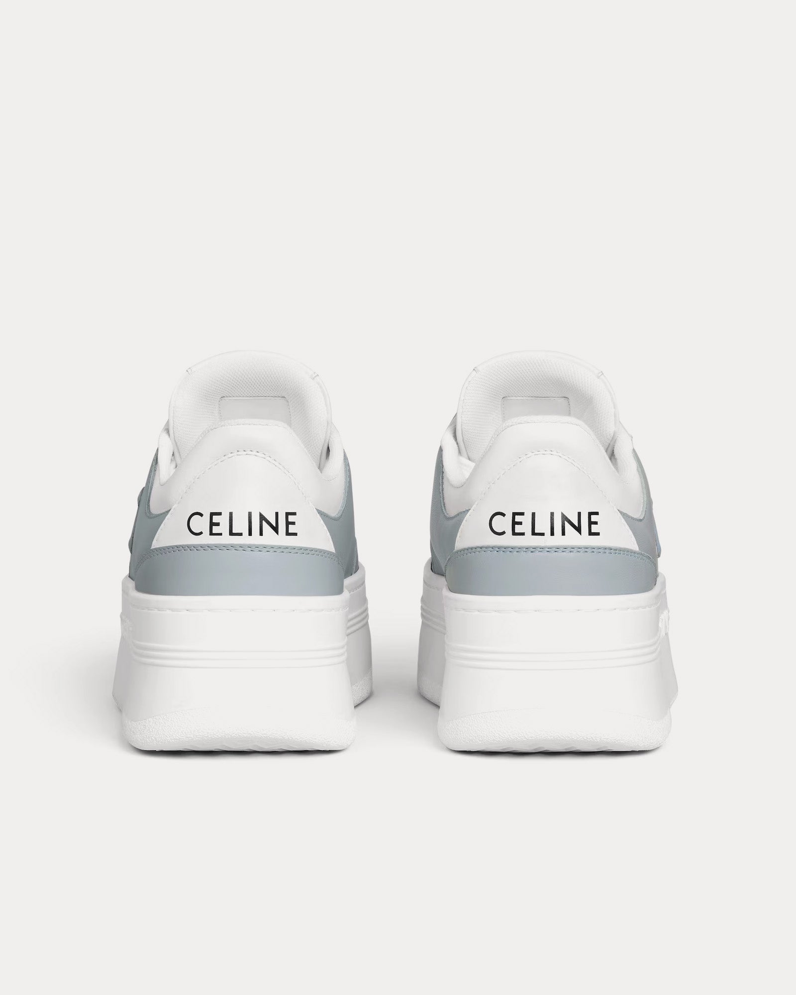 Celine Women's Block Wedge Triomphe Calfskin Ice Blue / Optic White Low ...