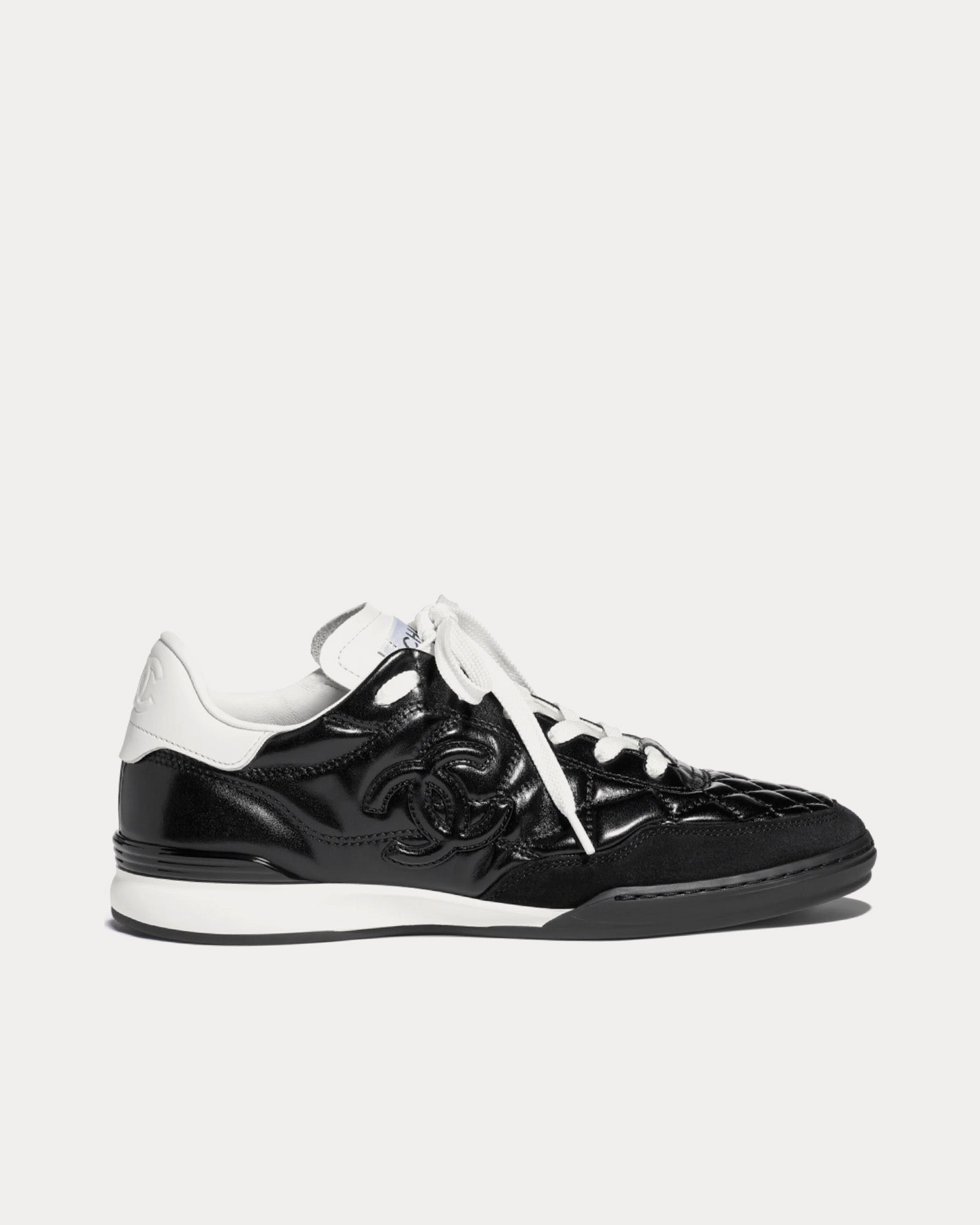 Chanel Women's Shiny Calfskin Black / White Low Top Sneakers & Trainers