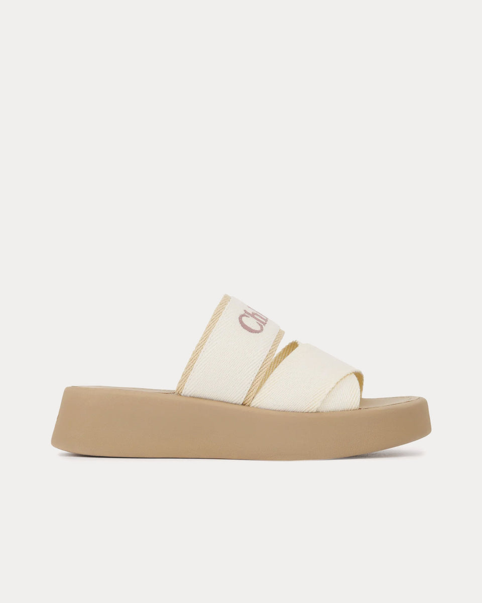 Chloé Mila Beige / White Slides - Sneak in Peace