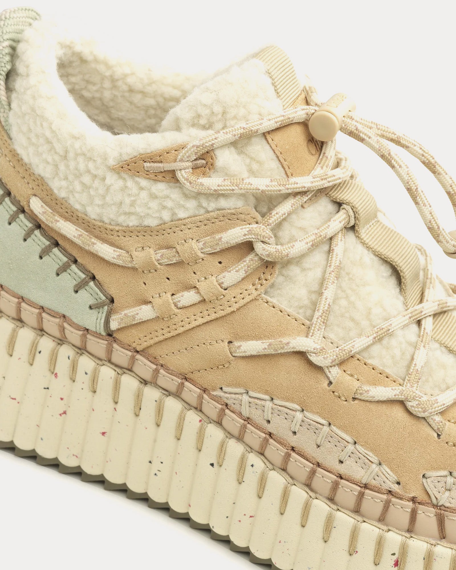 Chloé Women's Nama Lace-Up Milky Mint Mid Top Sneakers
