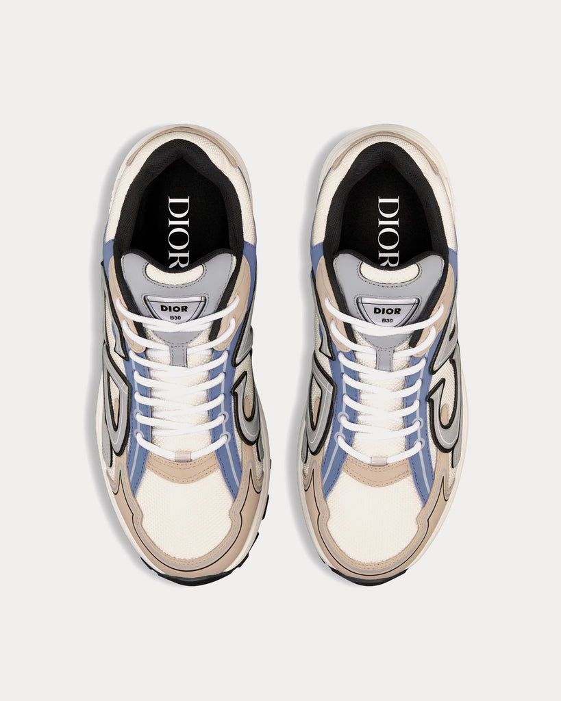 Dior B30 Cream Mesh and Beige, Blue and Gray Technical Fabric Low Top Sneakers - Sneak in Peace