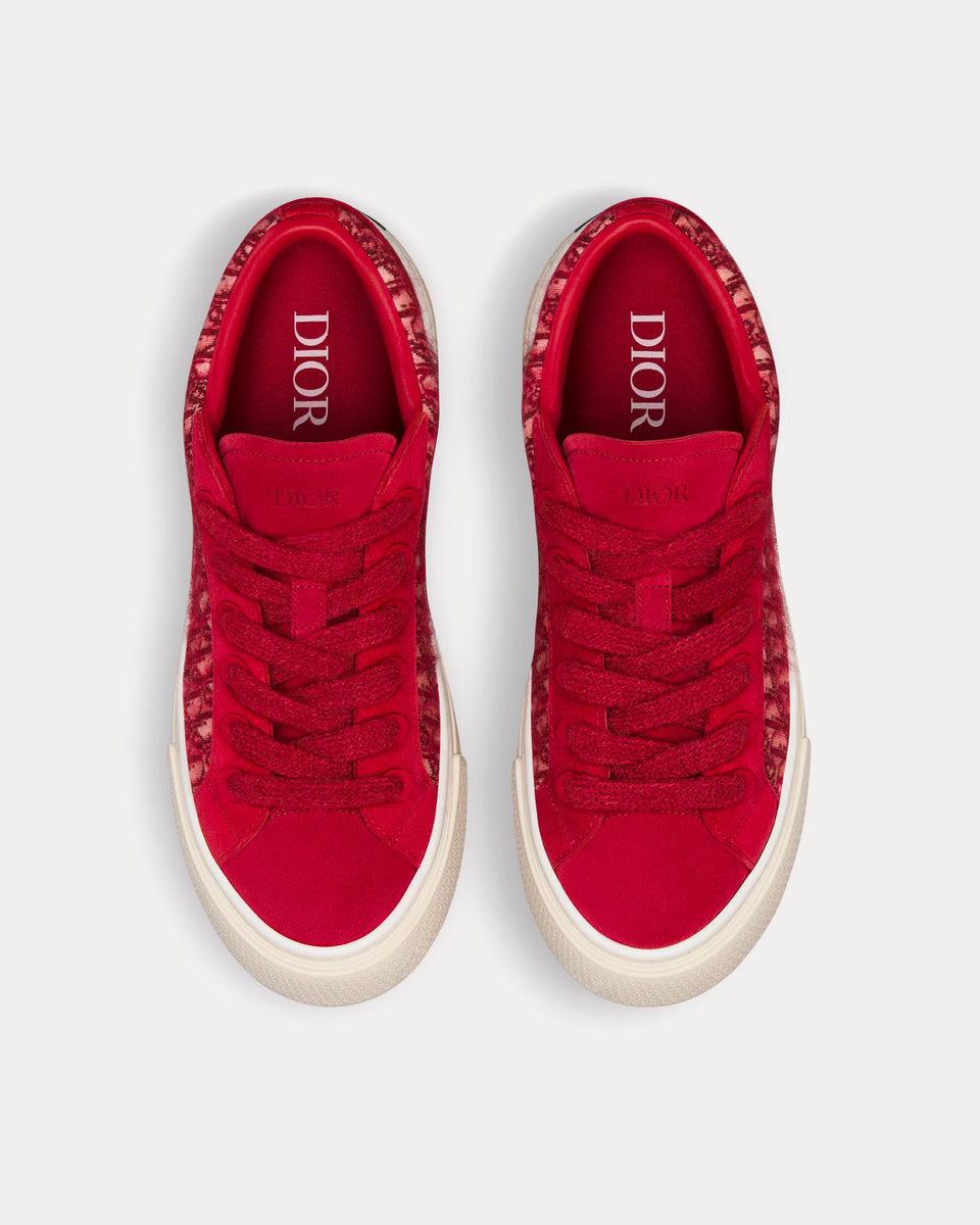 Dior B33 Dior Oblique Mohair & Suede Red Low Top Sneakers - Sneak in Peace