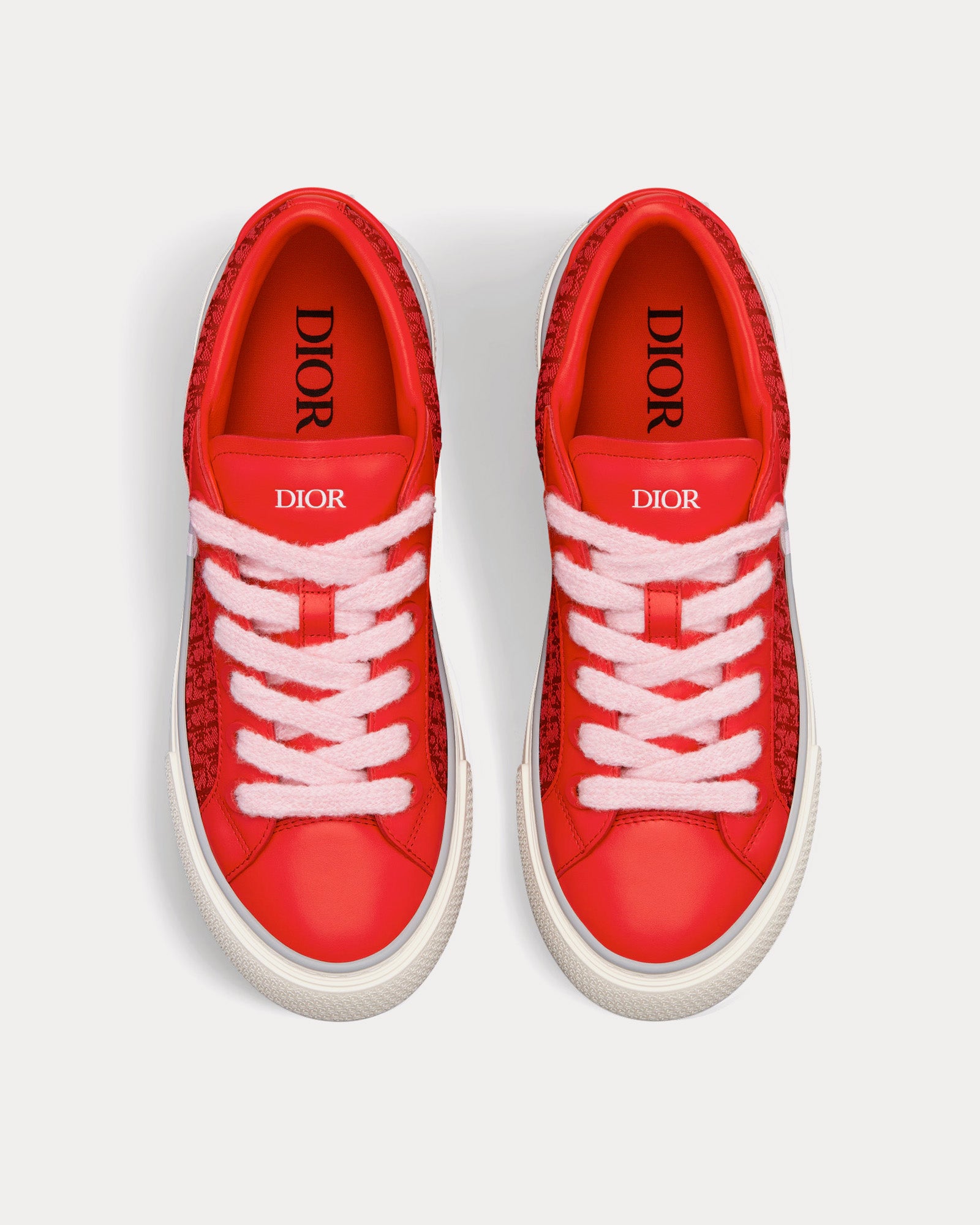 Dior B33 Red Smooth Calfskin and Red Dior Oblique Jacquard Low Top ...