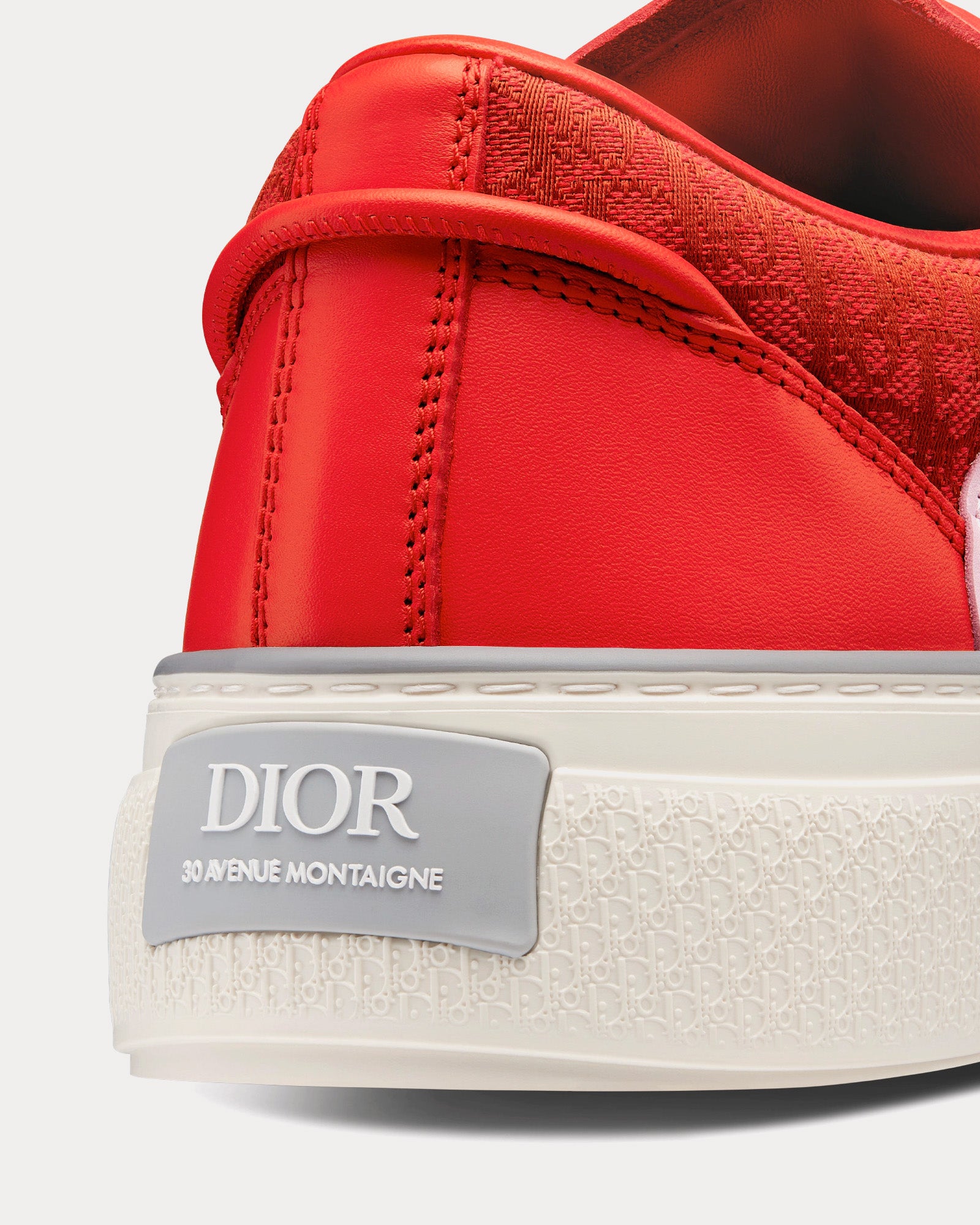 Dior B33 Red Smooth Calfskin and Red Dior Oblique Jacquard Low Top ...