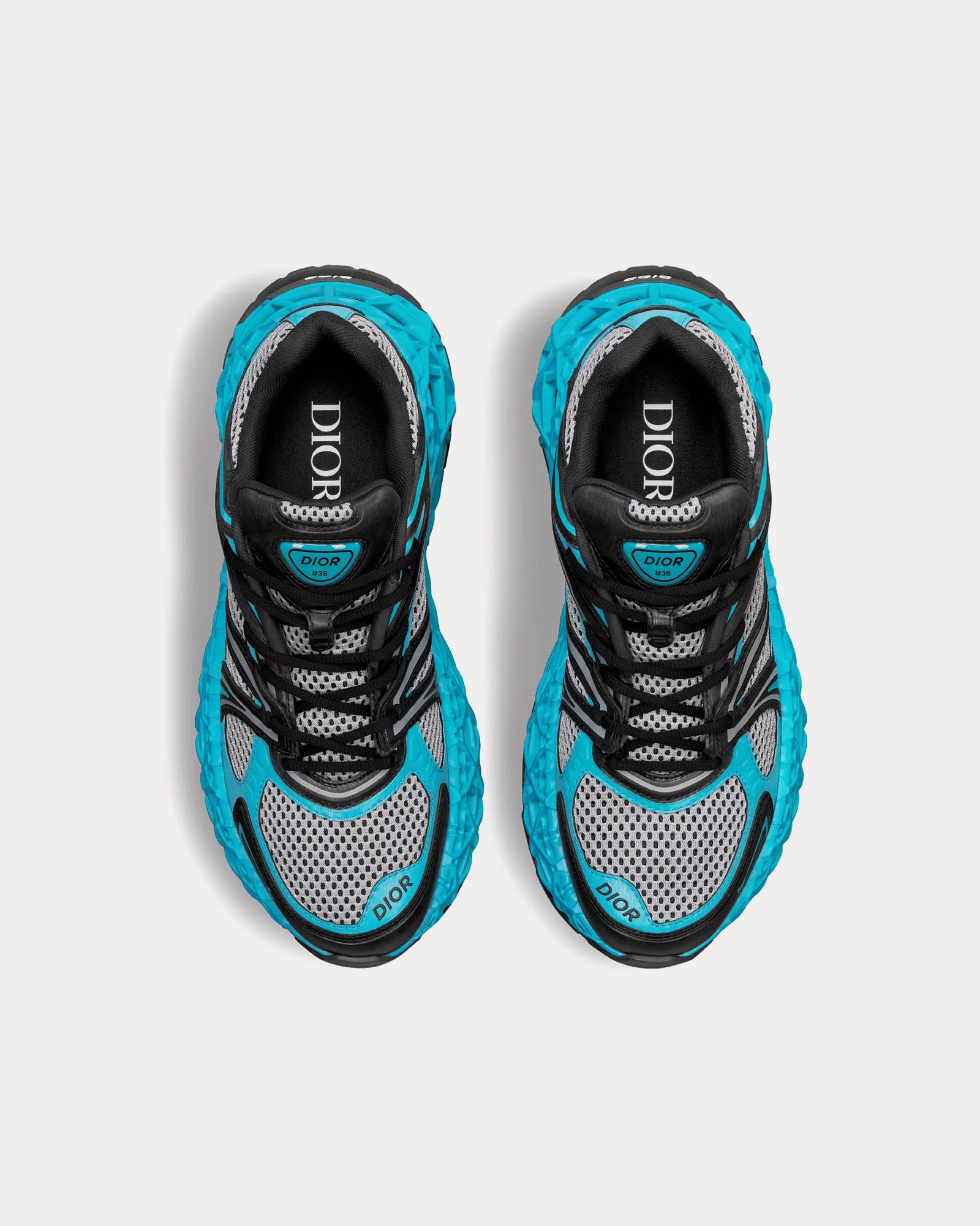 Dior Men's B35 NXXT Mesh Neon Blue / Black Low Top Sneakers & Trainers