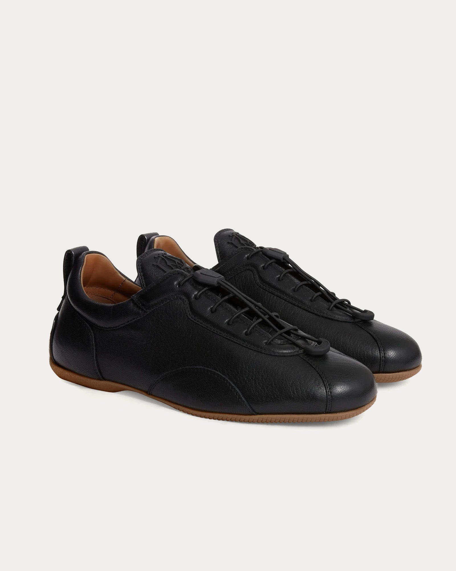 Dunhill Men's Davies Automotive Deerskin Black Low Top Sneakers