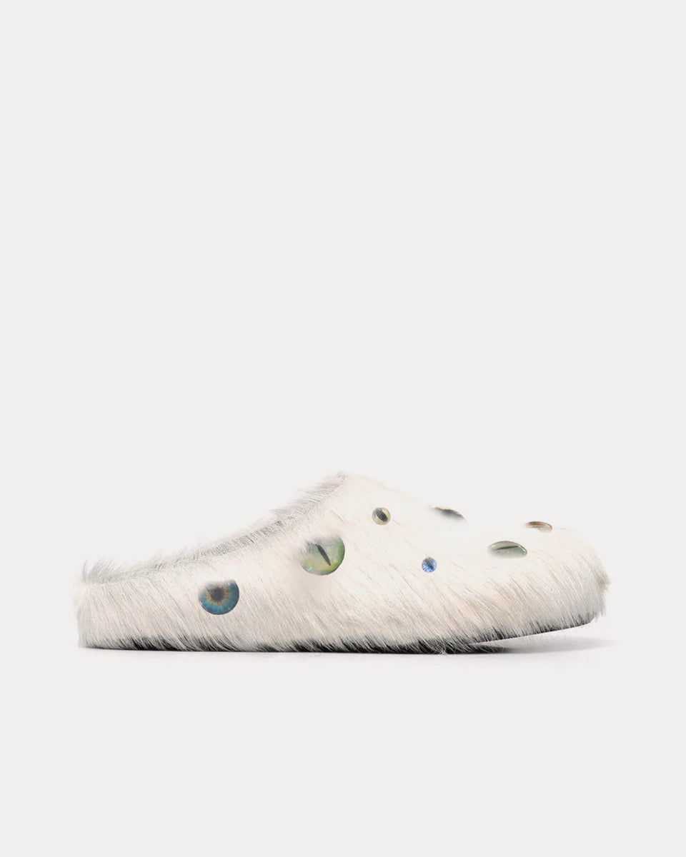 Esenes Eyeball Angel White Mules - Sneak in Peace