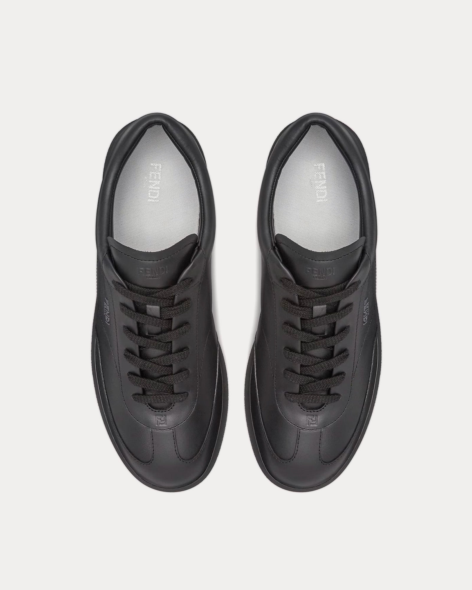 Fendi by Stefano Pilati Men's Slim Leather Black Low Top Sneakers