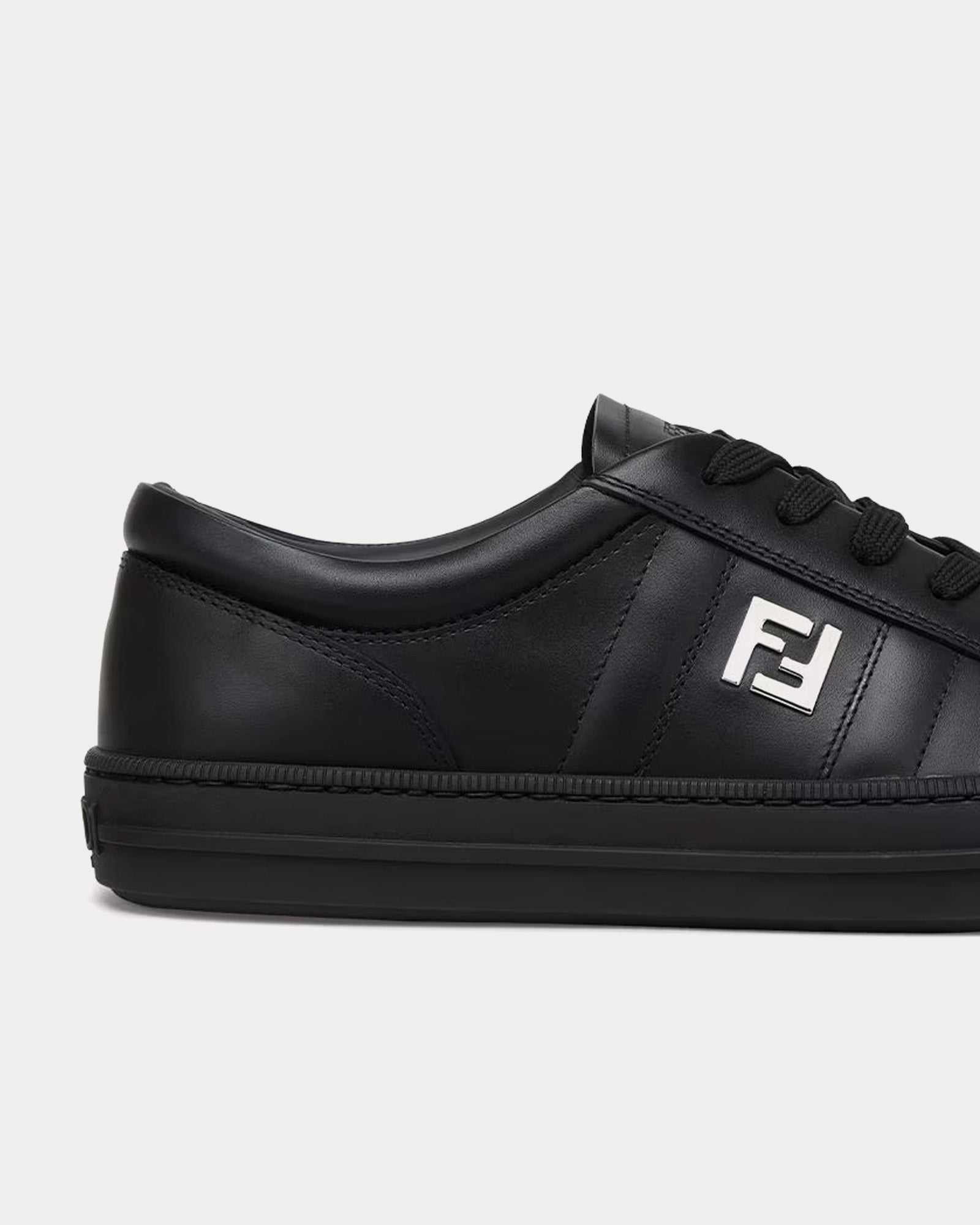 Fendi Men's Domino Leather Black Low Top Sneakers & Trainers