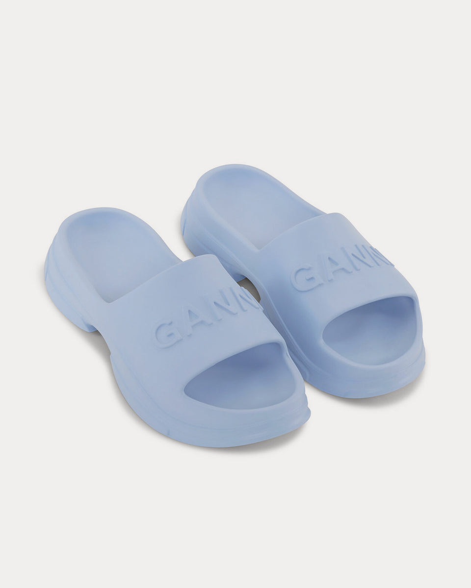 Ganni Pool Baby Blue Slides - Sneak in Peace