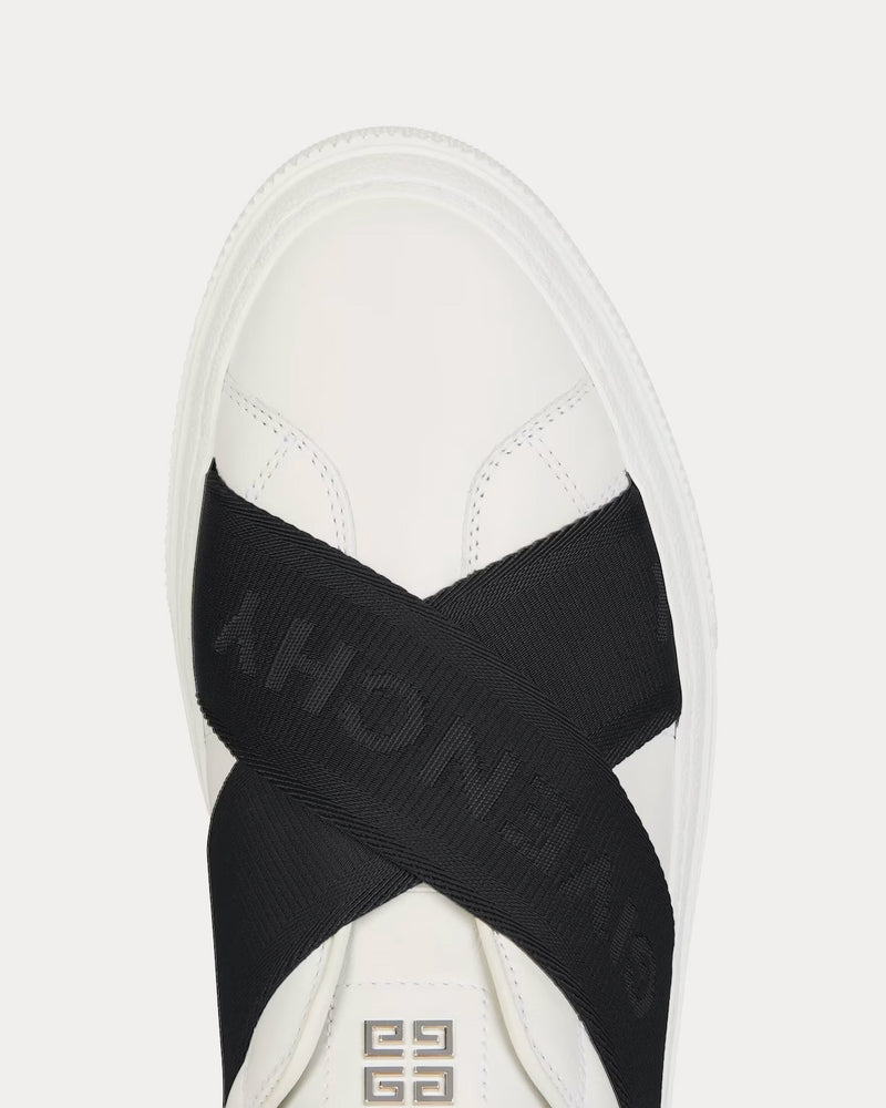 Givenchy Women's City Sport Double Webbing Strap Leather White / Black ...