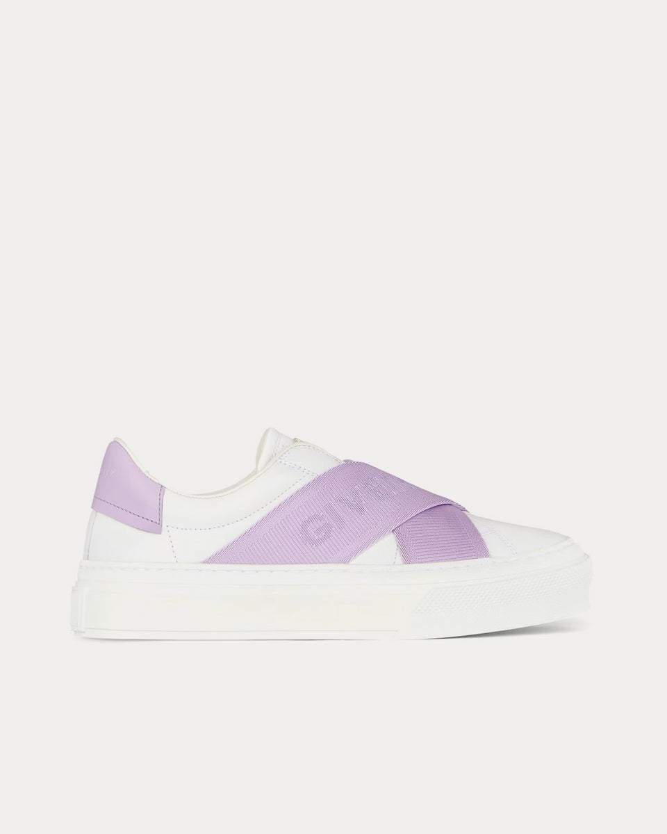 Givenchy City Sport Double Webbing Strap Leather White / Lilac Slip On ...