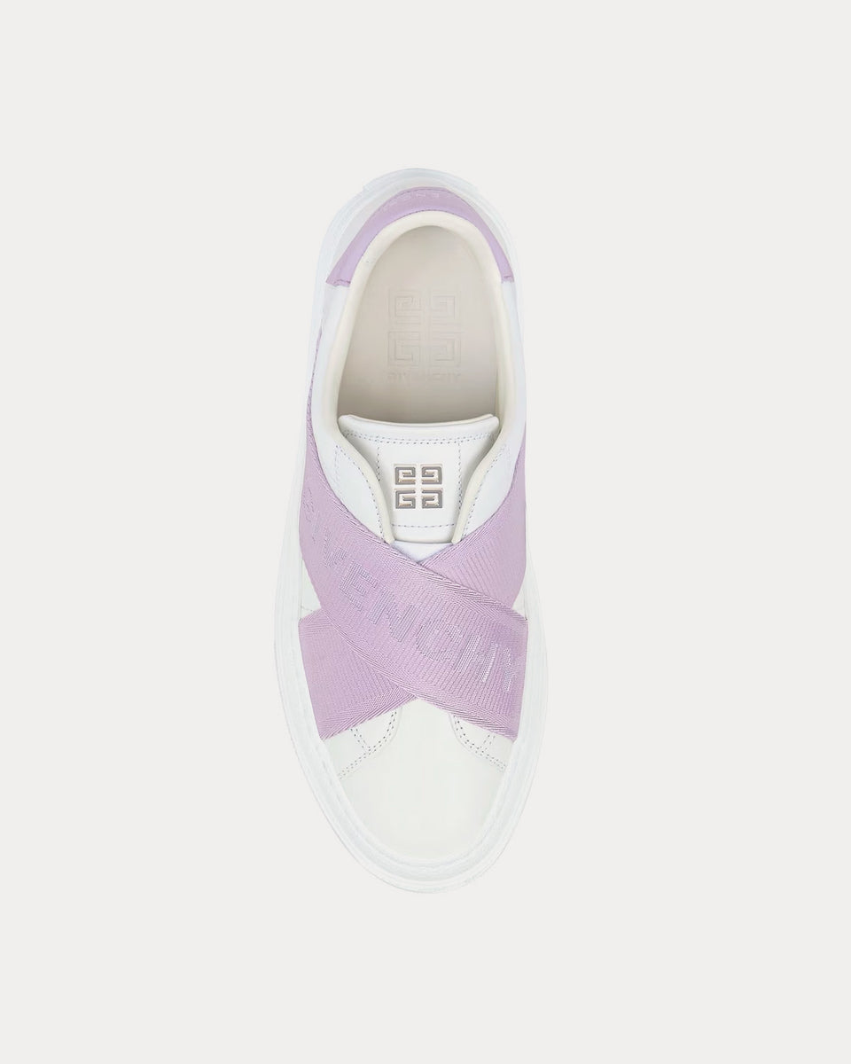 Givenchy City Sport Double Webbing Strap Leather White / Lilac Slip On ...