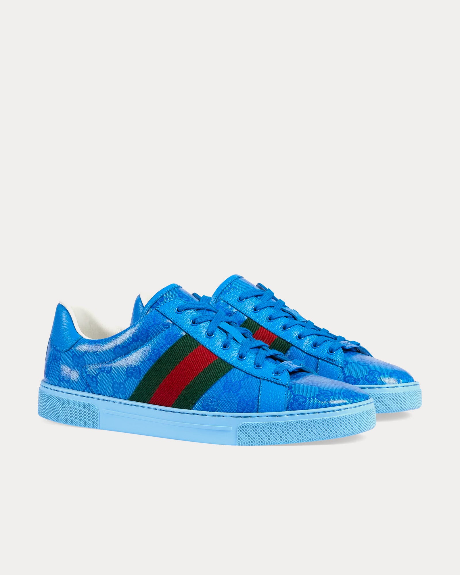 Gucci Men's Ace GG Crystal Canvas Blue Low Top Sneakers & Trainers