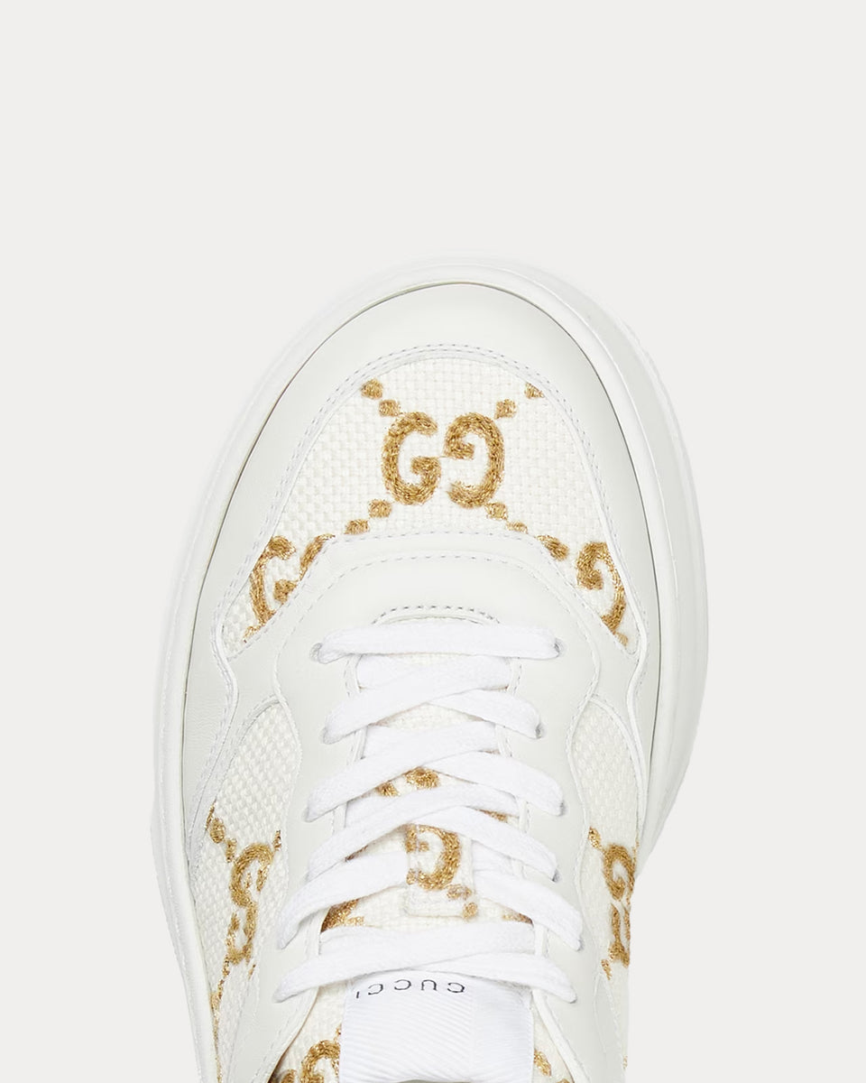 Gucci GG Platform with Gold Lamé GG Fabric White Low Top Sneakers ...