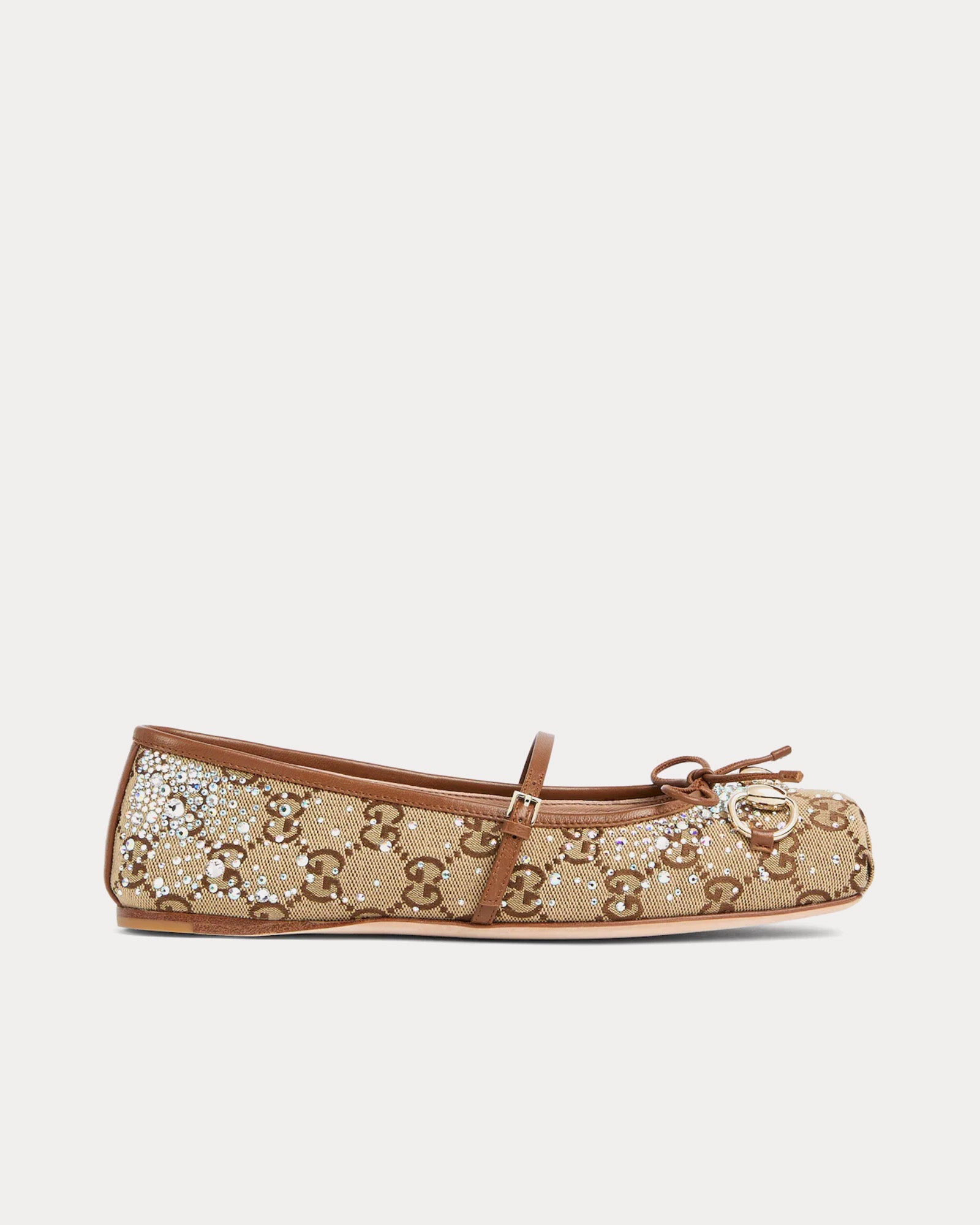 Gucci Women's GG Crystal Gucci Horsebit Ballet Flat
