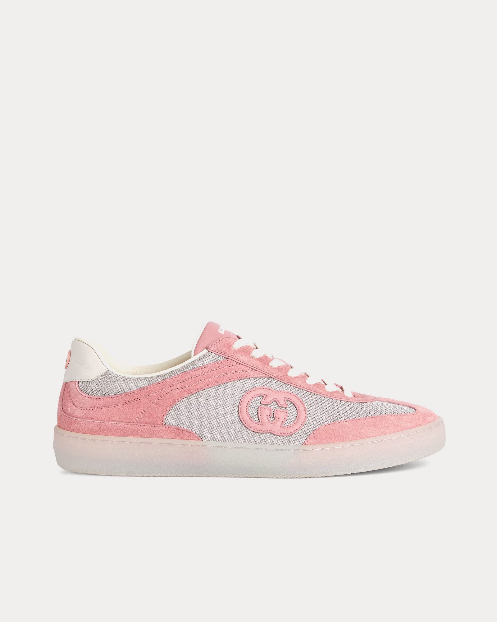 Gucci Men's Interlocking G Suede Pink Low Top Sneakers & Trainers
