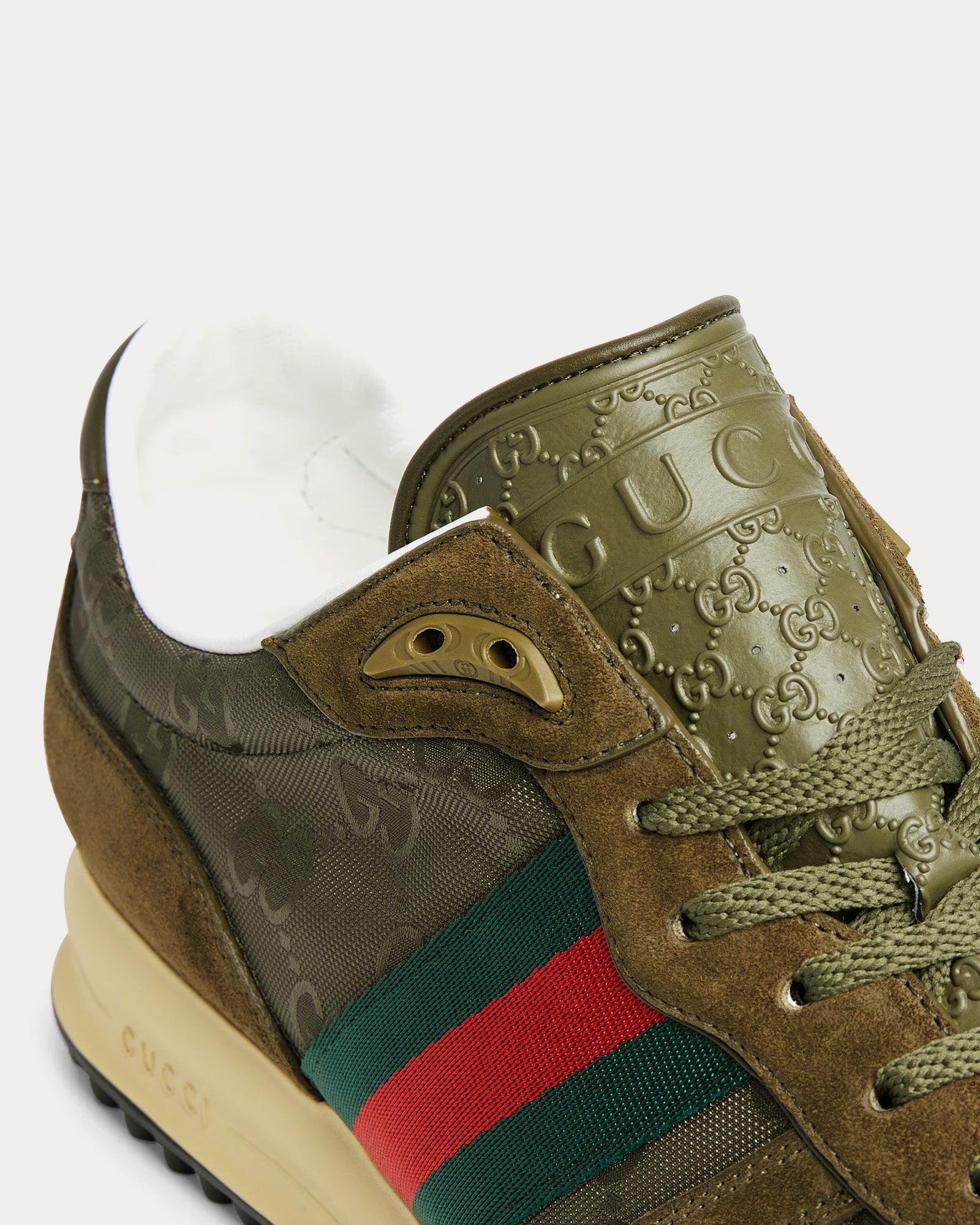 Gucci Men's Re-Motion with Original GG Canvas Dark Green Low Top Sneakers