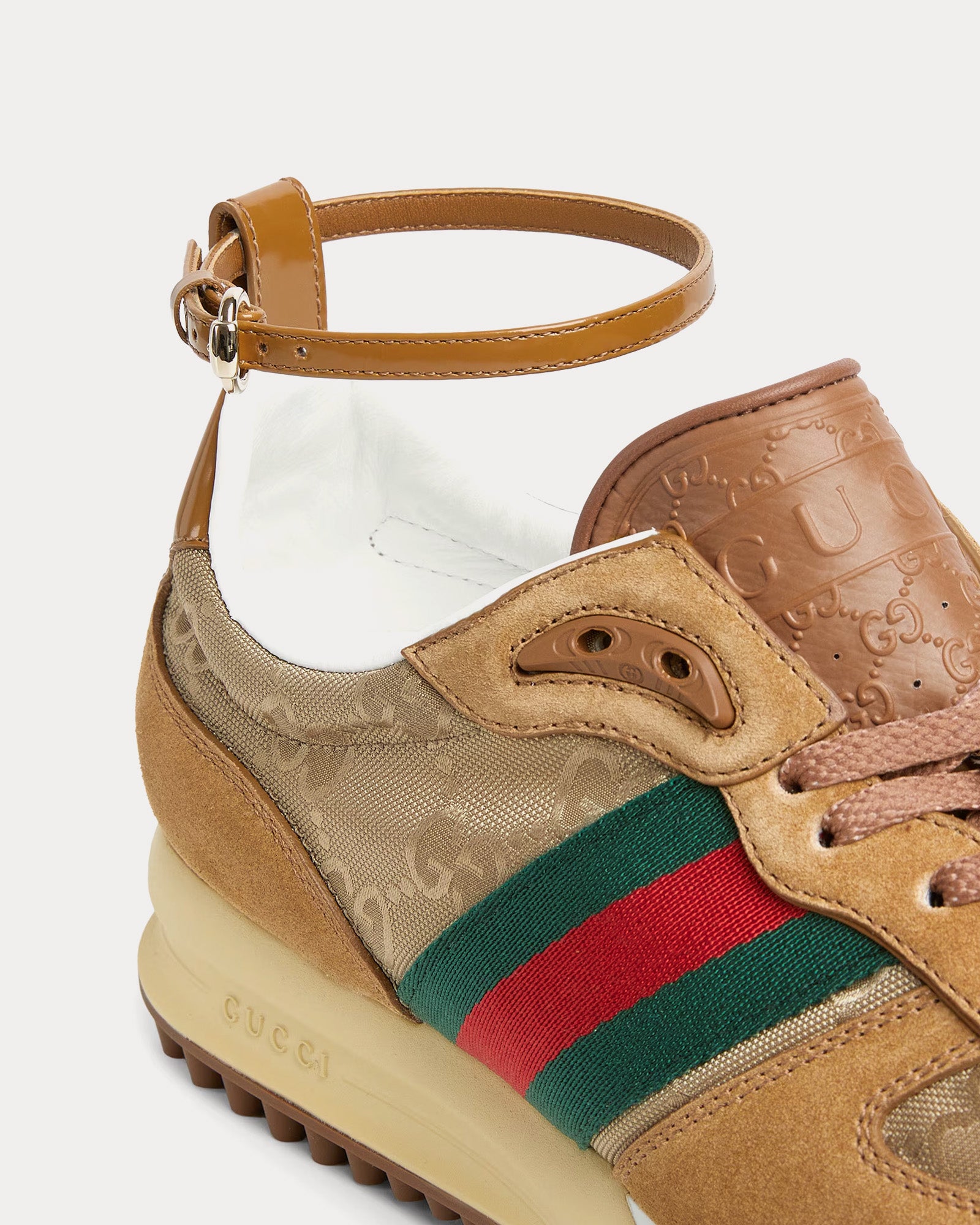 Gucci Women's Re-Motion with GG Nylon & Suede Light Brown Low Top Sneakers & Trainers