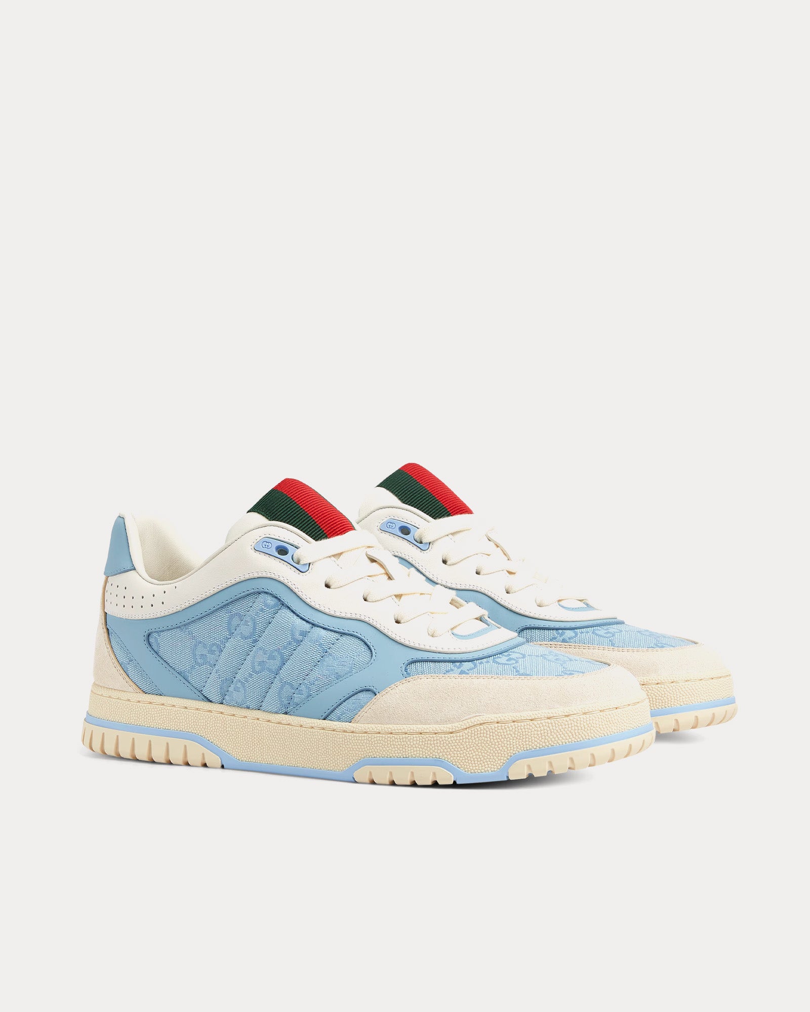 Gucci Men's Re-Web with GG Canvas Light Blue Low Top Sneakers