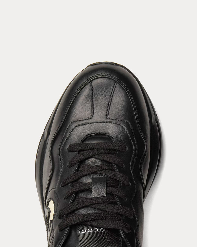 Gucci Women s Rhyton Interlocking G Black Low Top Sneakers Trainers