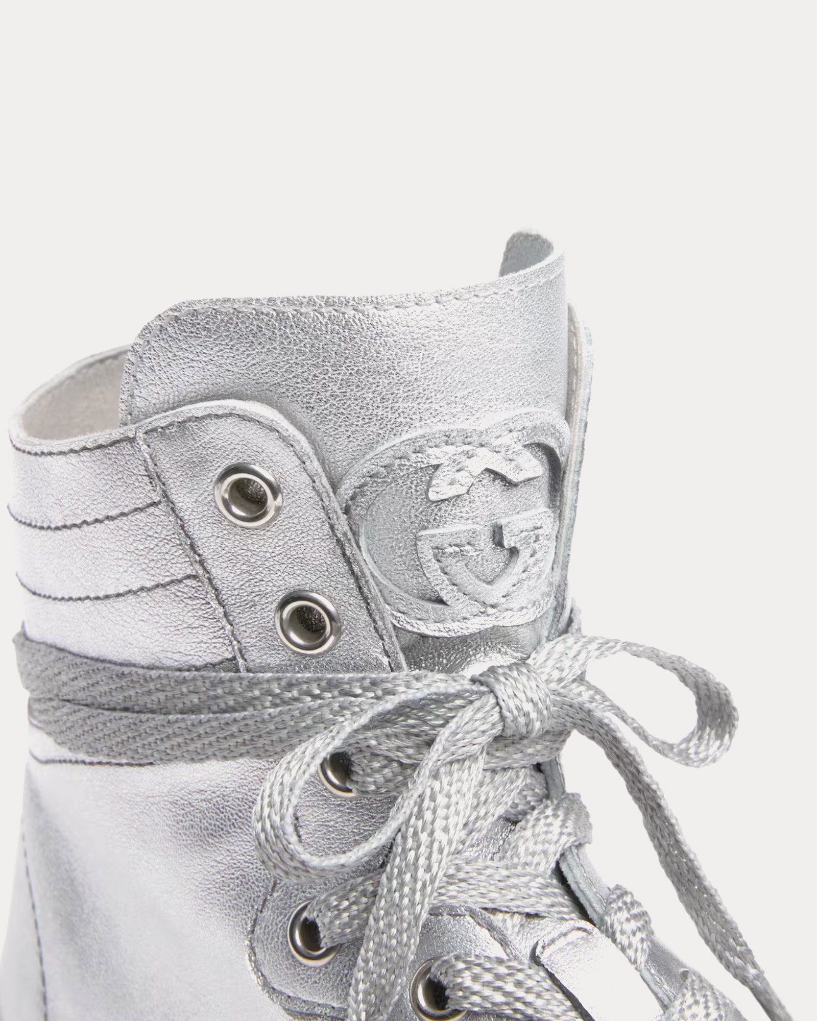 Gucci Men's Stretch Leather Silver High Top Sneakers & Trainers